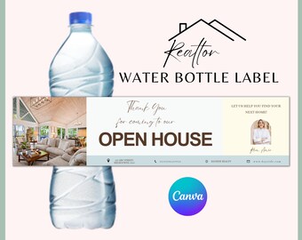 Real Estate Water Bottle Label | Open House Bottle Label Template ...