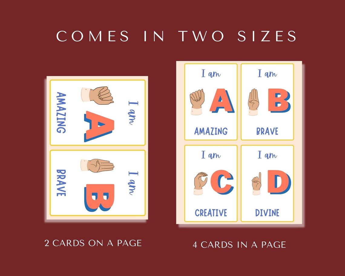 Flashcard ASL for Baby Kids Alphabet ASL for Mom Print Card ABC ...
