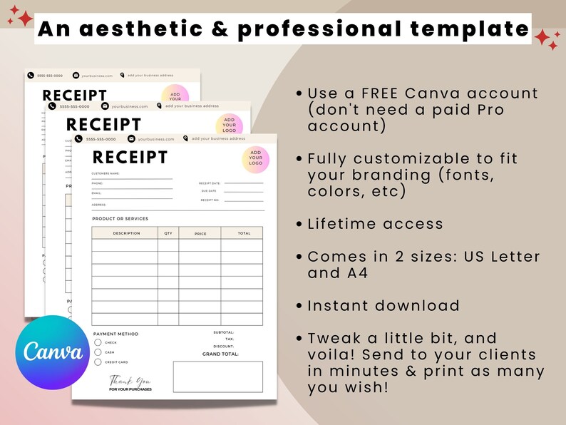 Plantilla de recibo de Canva Emprendedores de pequeñas empresas ...