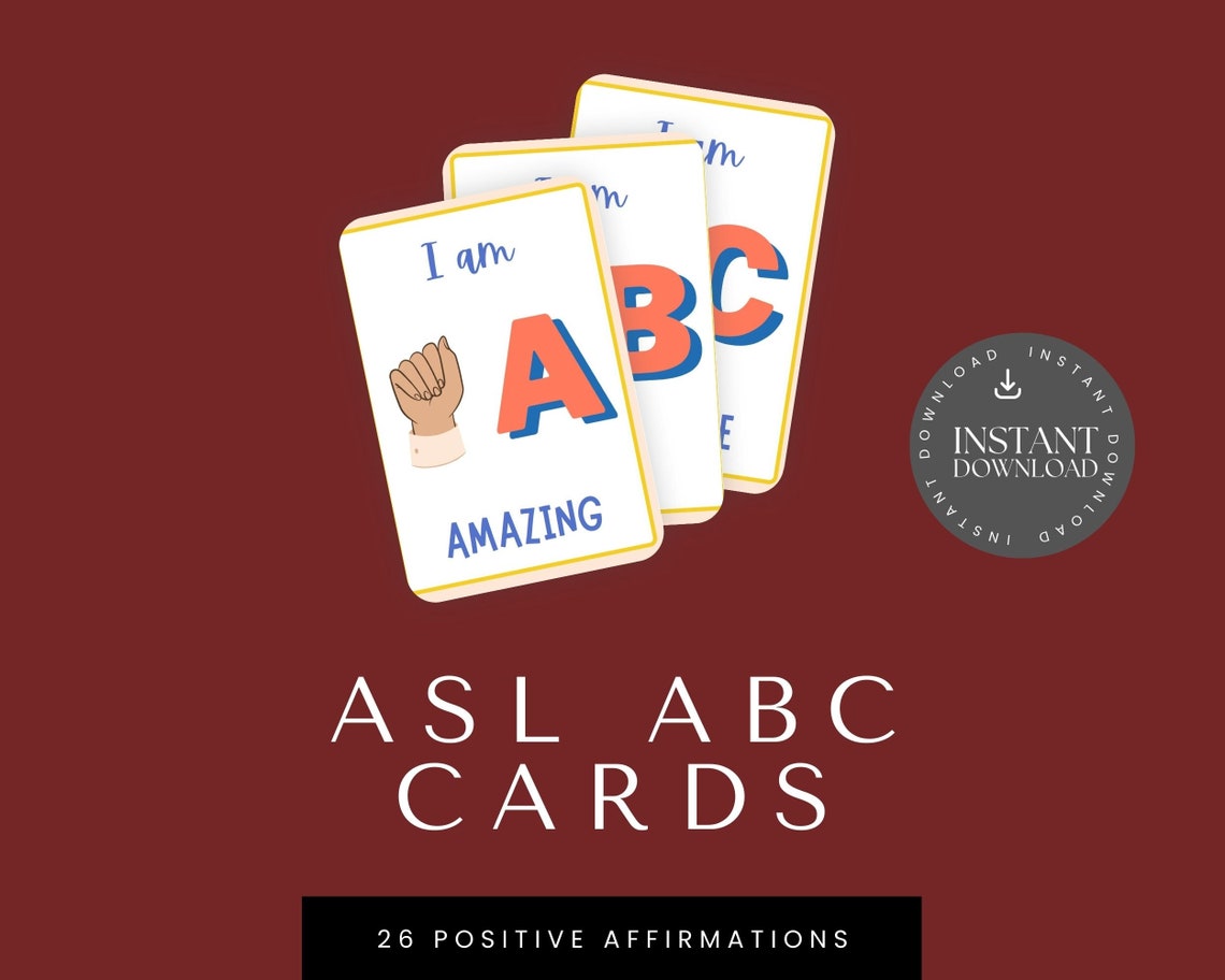 Flashcard ASL for Baby Kids Alphabet ASL for Mom Print Card ABC ...