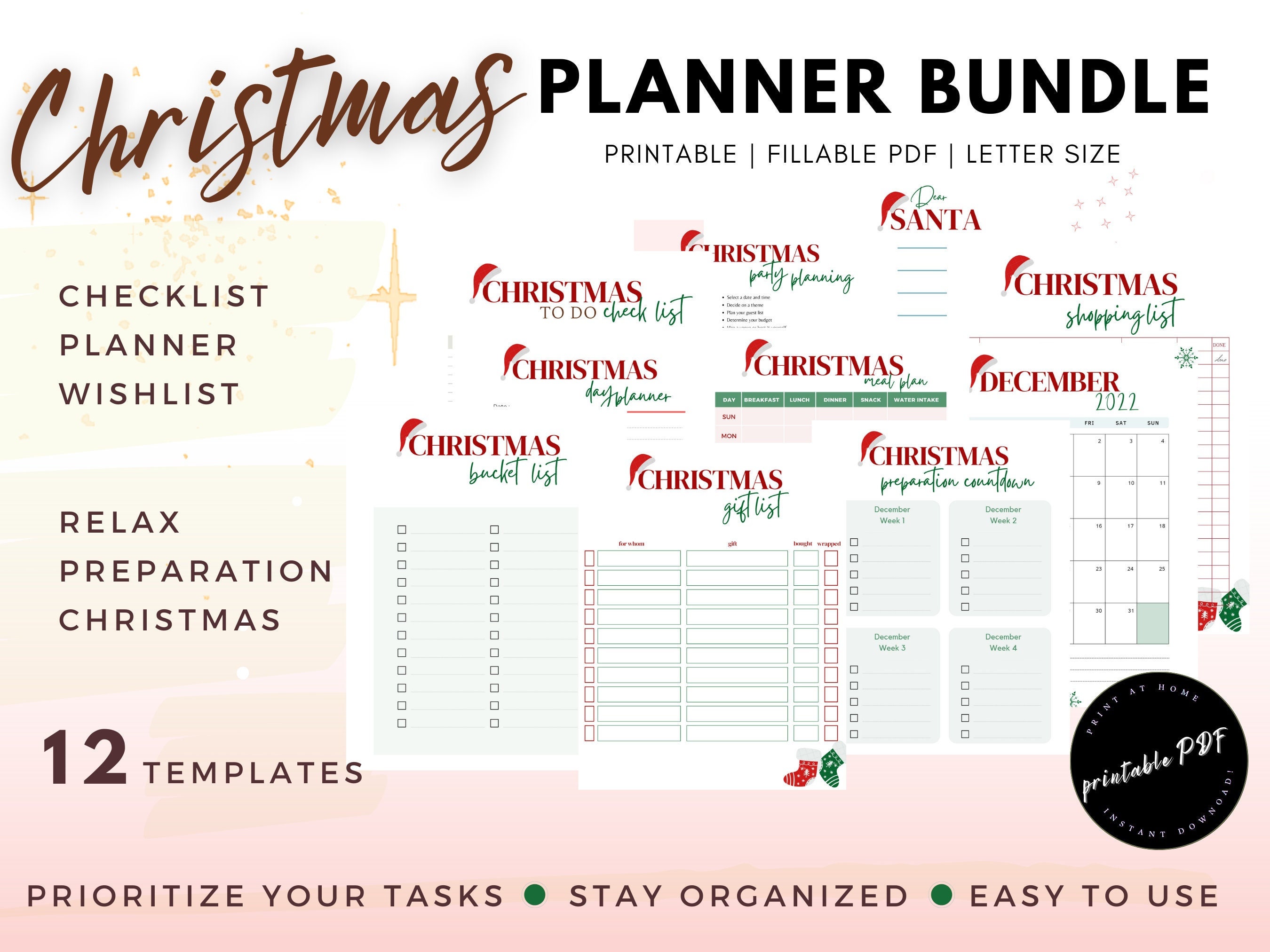 Christmas Planner Printable Digital Holiday Event Planning Organizer ...