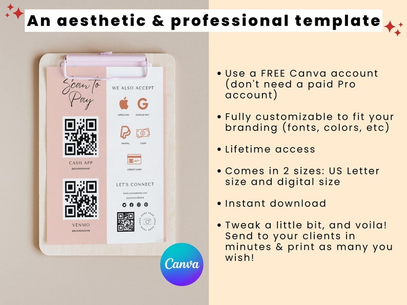 Scan to Pay Editable Template QR Code Sign Payment Printable Scan to ...