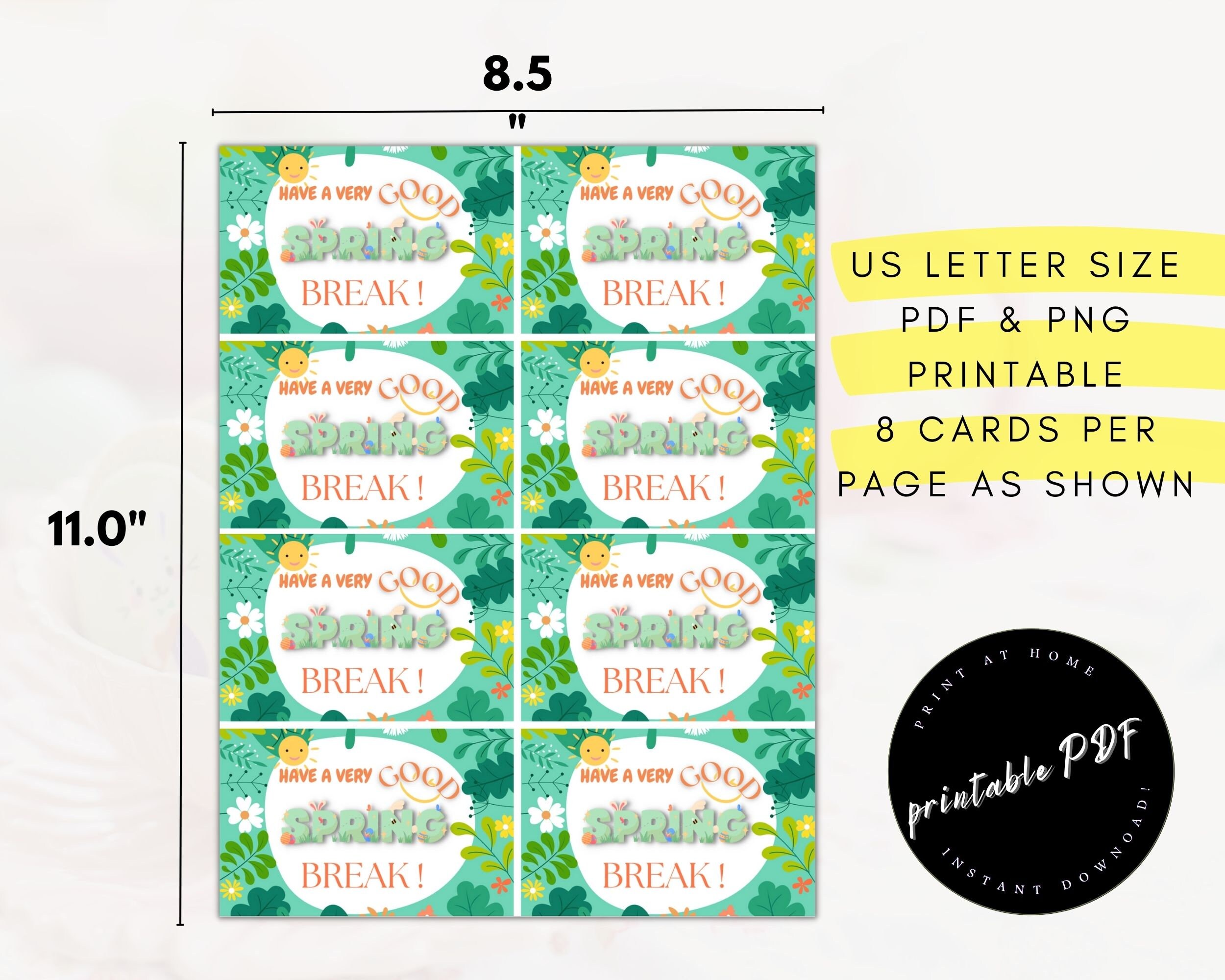 Spring Break Printable Tag, Have a Good Spring Break, Refreshing Easter ...