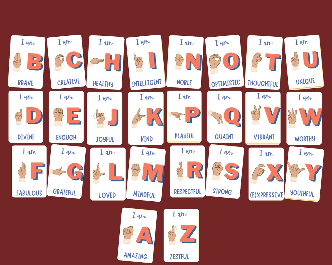 Flashcard ASL for Baby Kids Alphabet ASL for Mom Print Card ABC ...