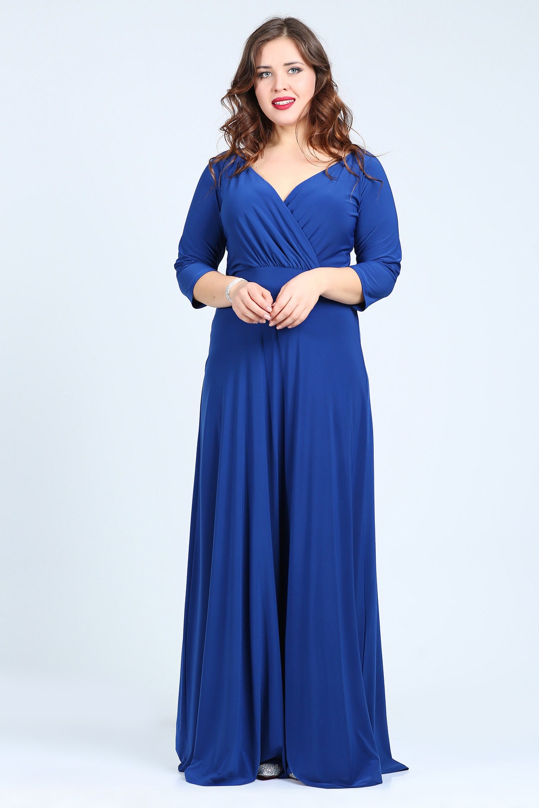 Plus Size Claret Red Evening Dress, Stretchy Sandy Fabric - Etsy