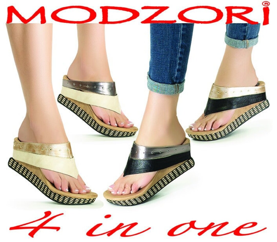Modzori Womens Veronica 4-way Reversible Vegan Wedge Sandal - Etsy