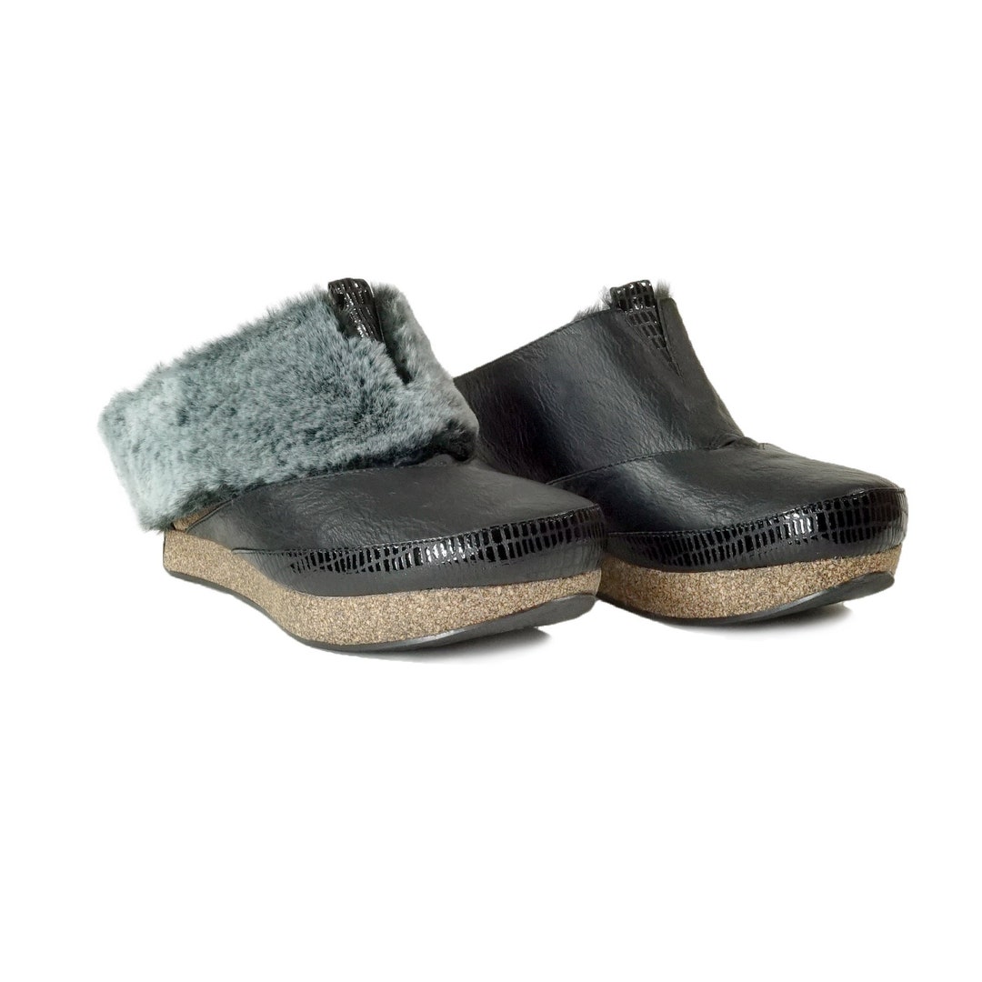 Modzori Womens Jada Reversible Vegan Wedge Clog Gray Fur - Etsy