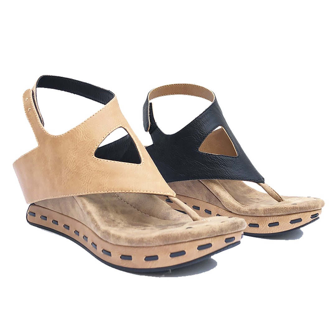 Modzori Women’s Venitia Reversible Vegan Wedge Sandal - Beige Flips to ...