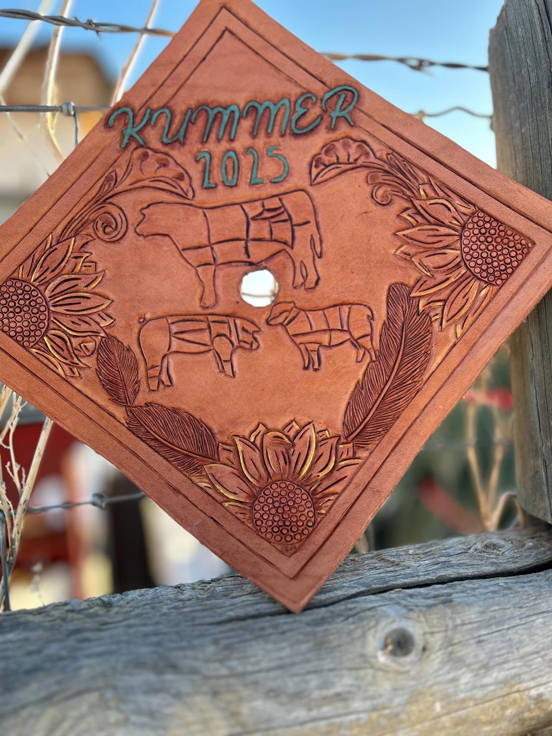 Tooled Leather Grad Caps - Etsy