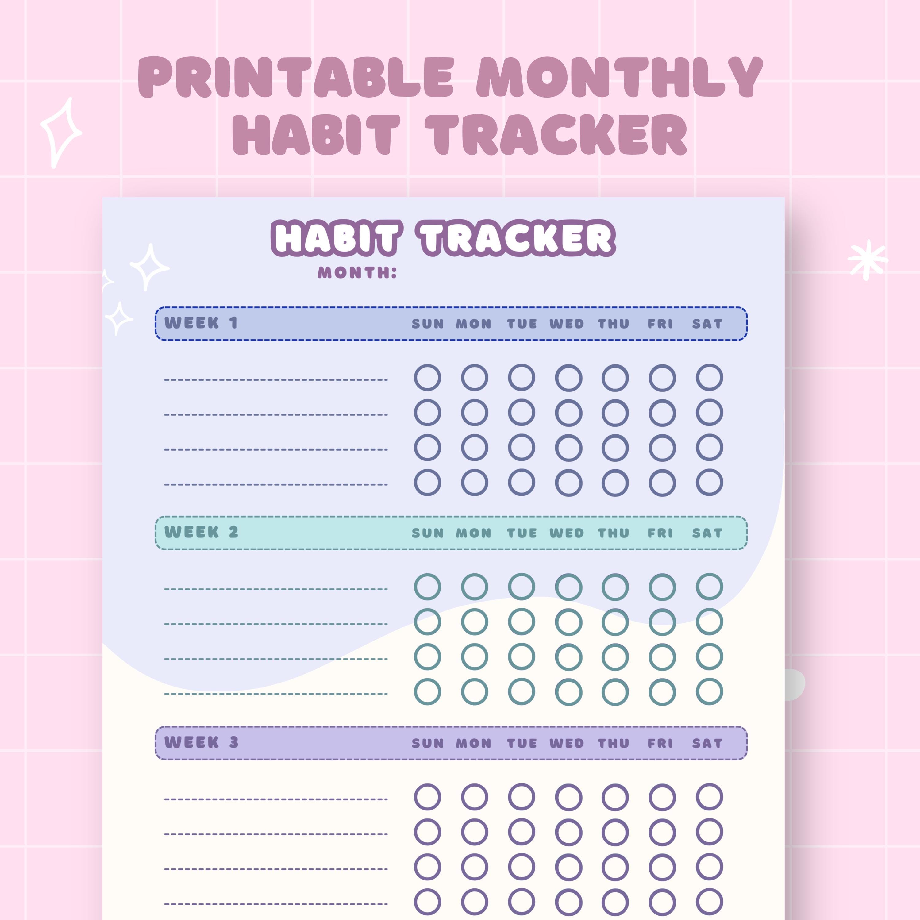 Printable Monthly Habit Tracker | Kawaii Stationery for Productivity ...