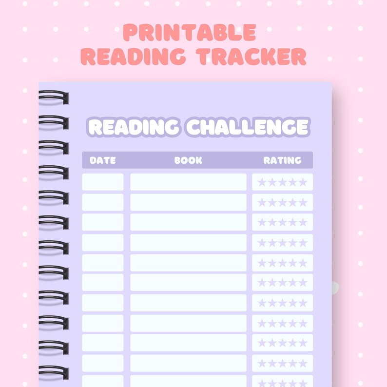 Printable Reading Tracker Sheet| Kawaii Stationery for Productivity ...