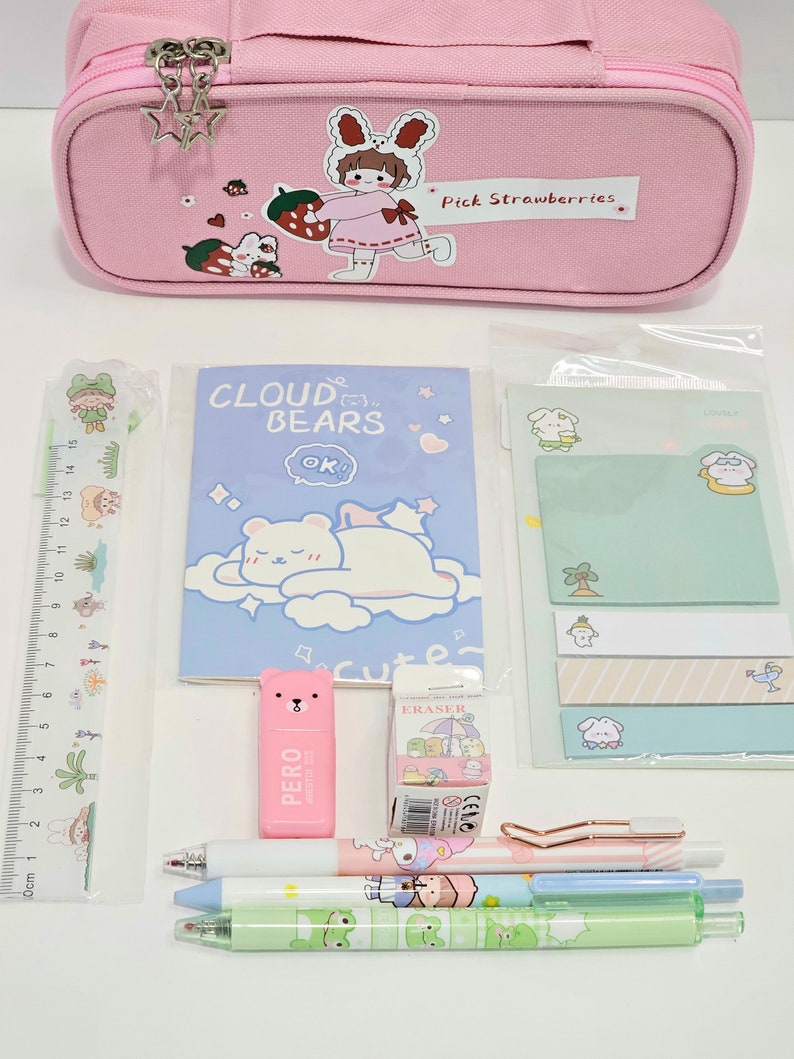 Kawaii Pre Filled Pencil Case/ Cute Pink Stationery/ Kids Stationary ...