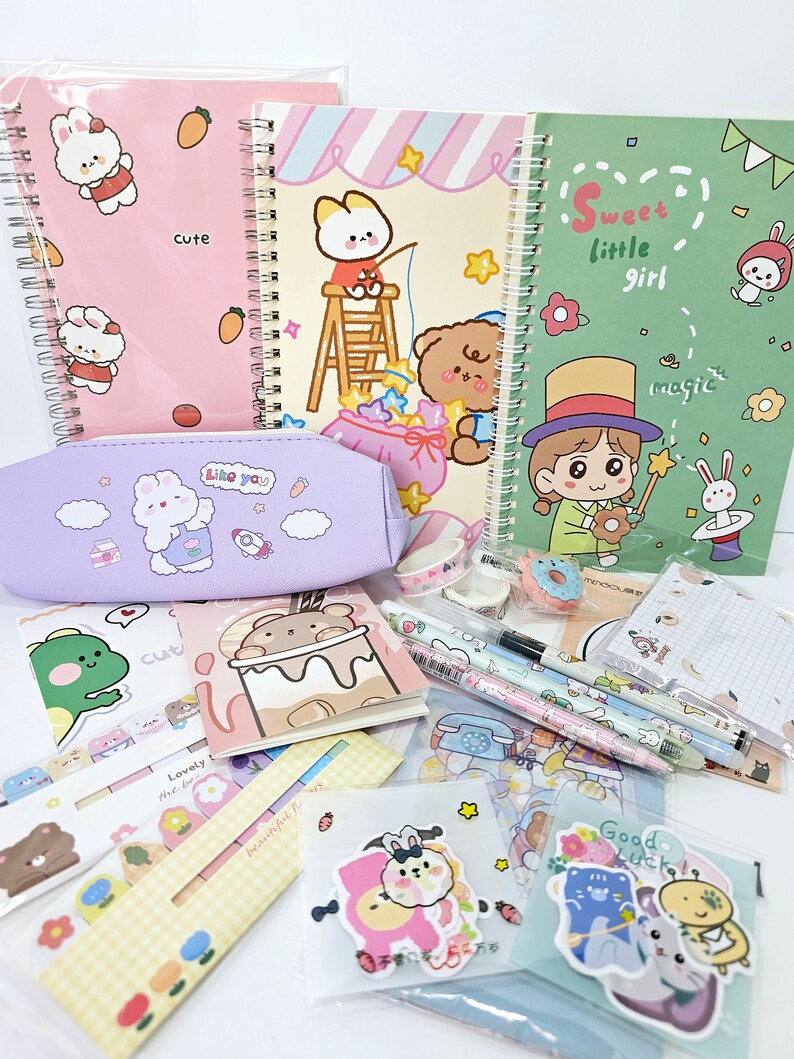 Kawaii Mixed Stationery Box Bundle/ Cute Pink Fruit Stationery/ Kids ...
