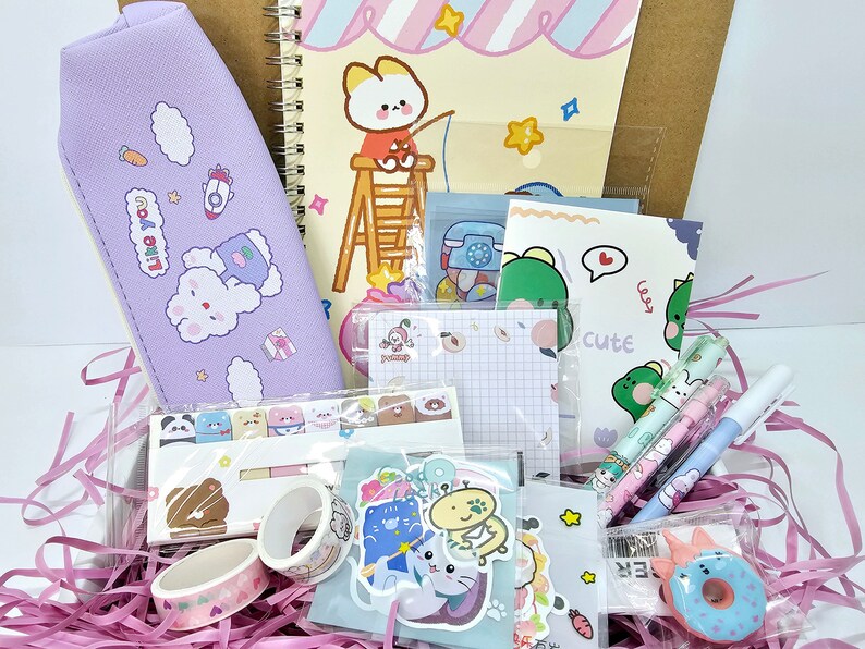 Kawaii Mixed Stationery Box Bundle/ Cute Pink Fruit Stationery/ Kids ...