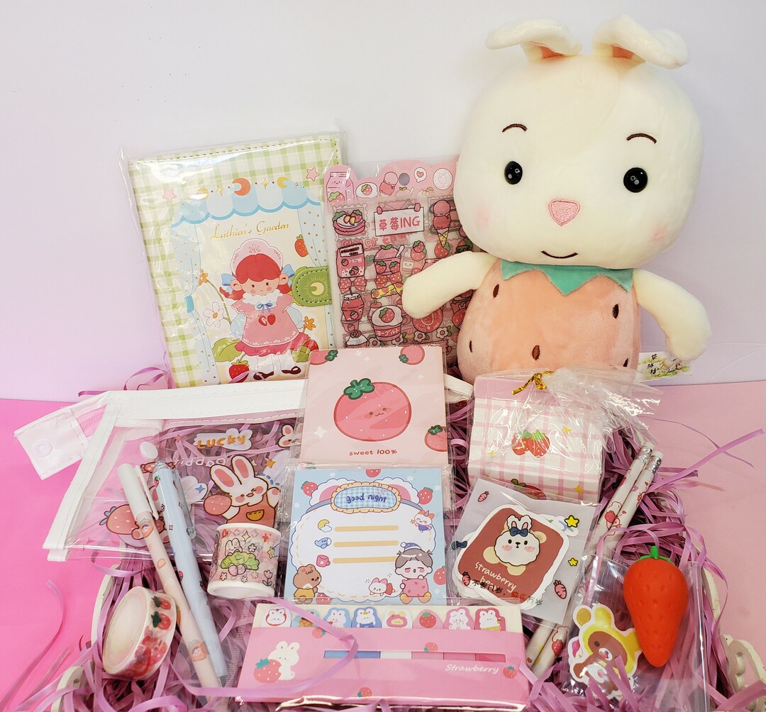 Kawaii Strawberry Stationery Box Bundle/ Cute Pink Fruit Stationery ...