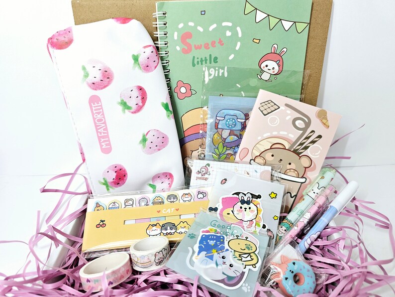 Kawaii Mixed Stationery Box Bundle/ Cute Pink Fruit Stationery/ Kids ...