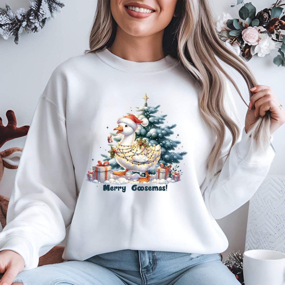 Merry Goosemas Funny Christmas Sweatshirt, Women's Christmas Sweatshirt ...