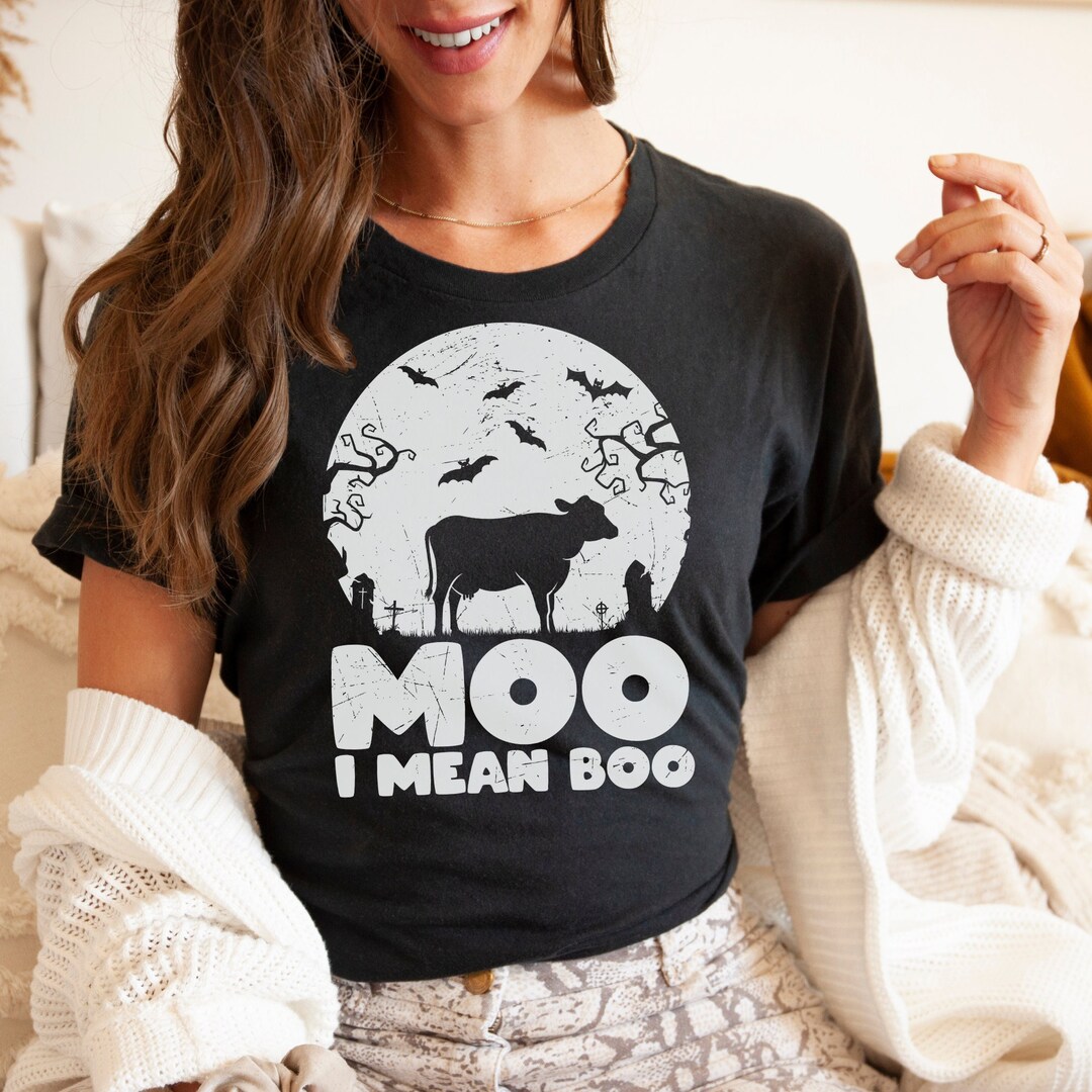 Halloween Moo Boo T-shirt, Funny Halloween Shirt, Bullsheet Cow ...