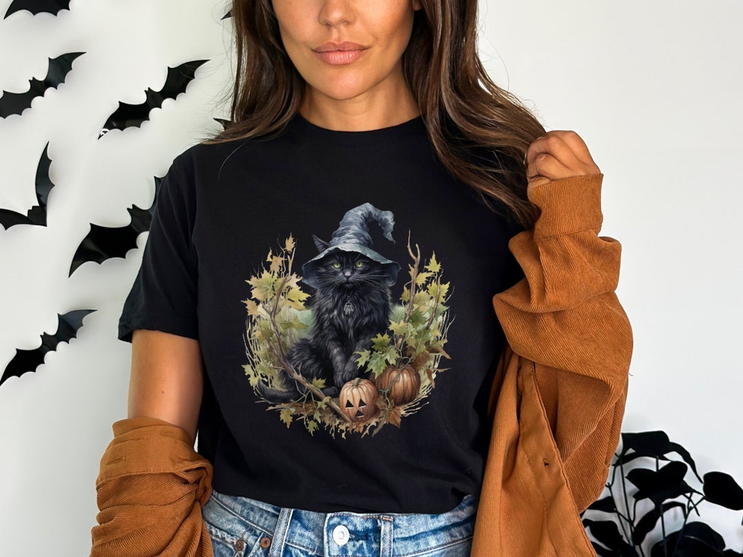 Whimsigoth Cat T-shirt Halloween Cat Shirt Black Cat and - Etsy UK