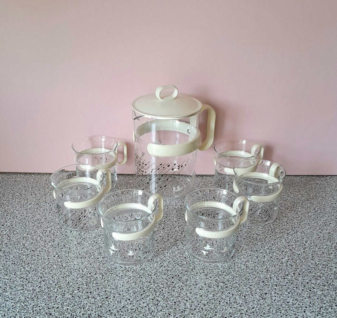 Vintage 80s Coffee Tea Set 7 Pieces in Glass and Plastic - Etsy