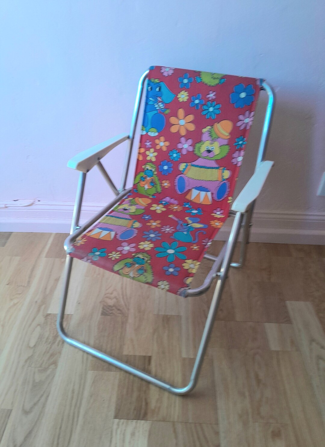 Vintage 70s 80s Folding Metal and Fabric Chair for Children Camping ...