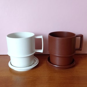 Vintage 80s Tupperware Mug Cup With Saucer Plastic Lid Choice of Colors ...