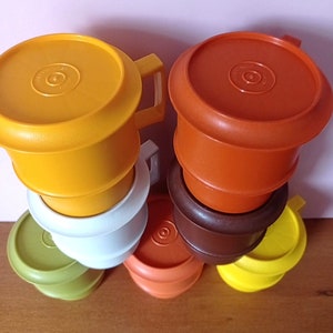 Vintage 80s Tupperware Mug Cup With Saucer Plastic Lid Choice of Colors ...