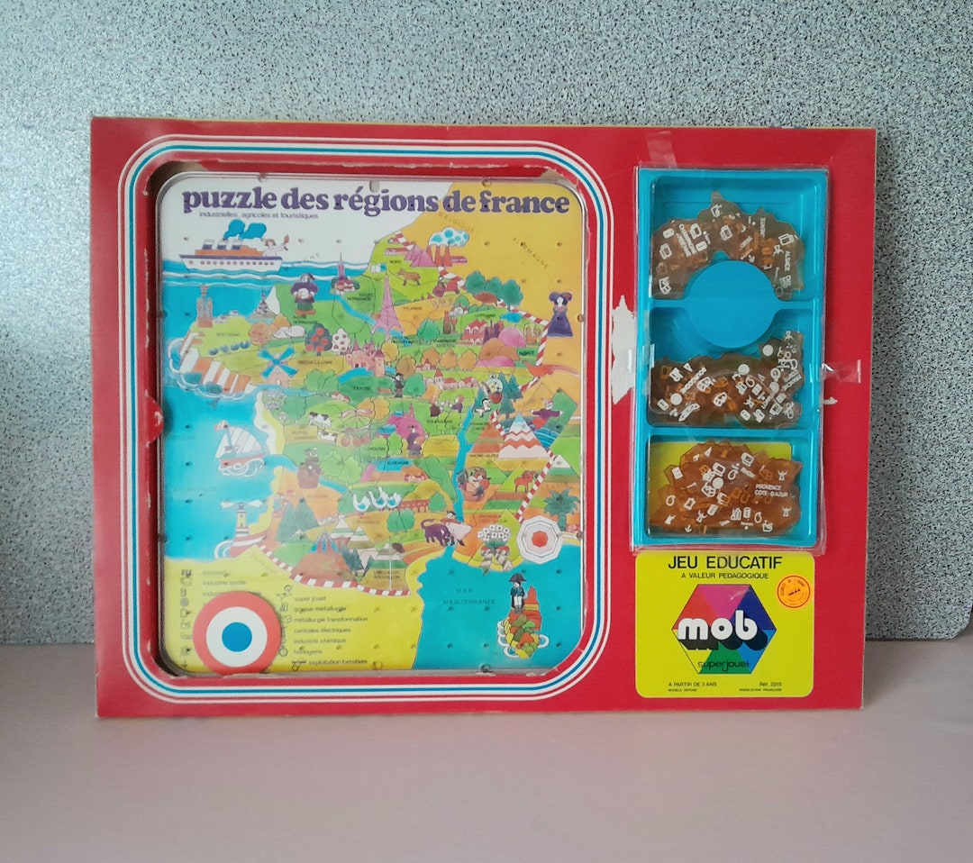 Vintage 70s Made in France MOB Plastic Puzzle Map of France - Etsy