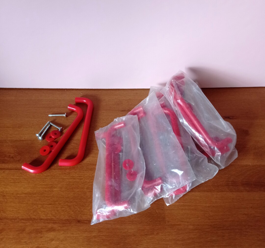 Vintage 80s Set of 2 Red Plastic Handles for Dresser Cupboard Drawer ...