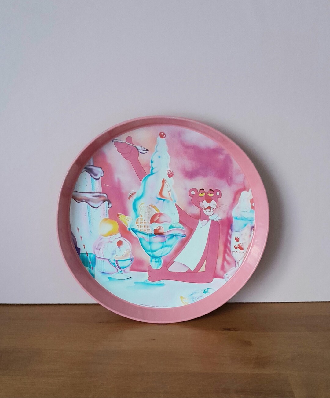 Vintage 80s the Pink Panther Round Metal Tray - Etsy