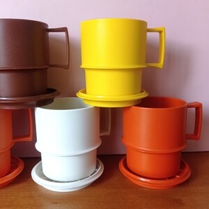 Vintage 80s Tupperware Mug Cup With Saucer Plastic Lid Choice of Colors ...