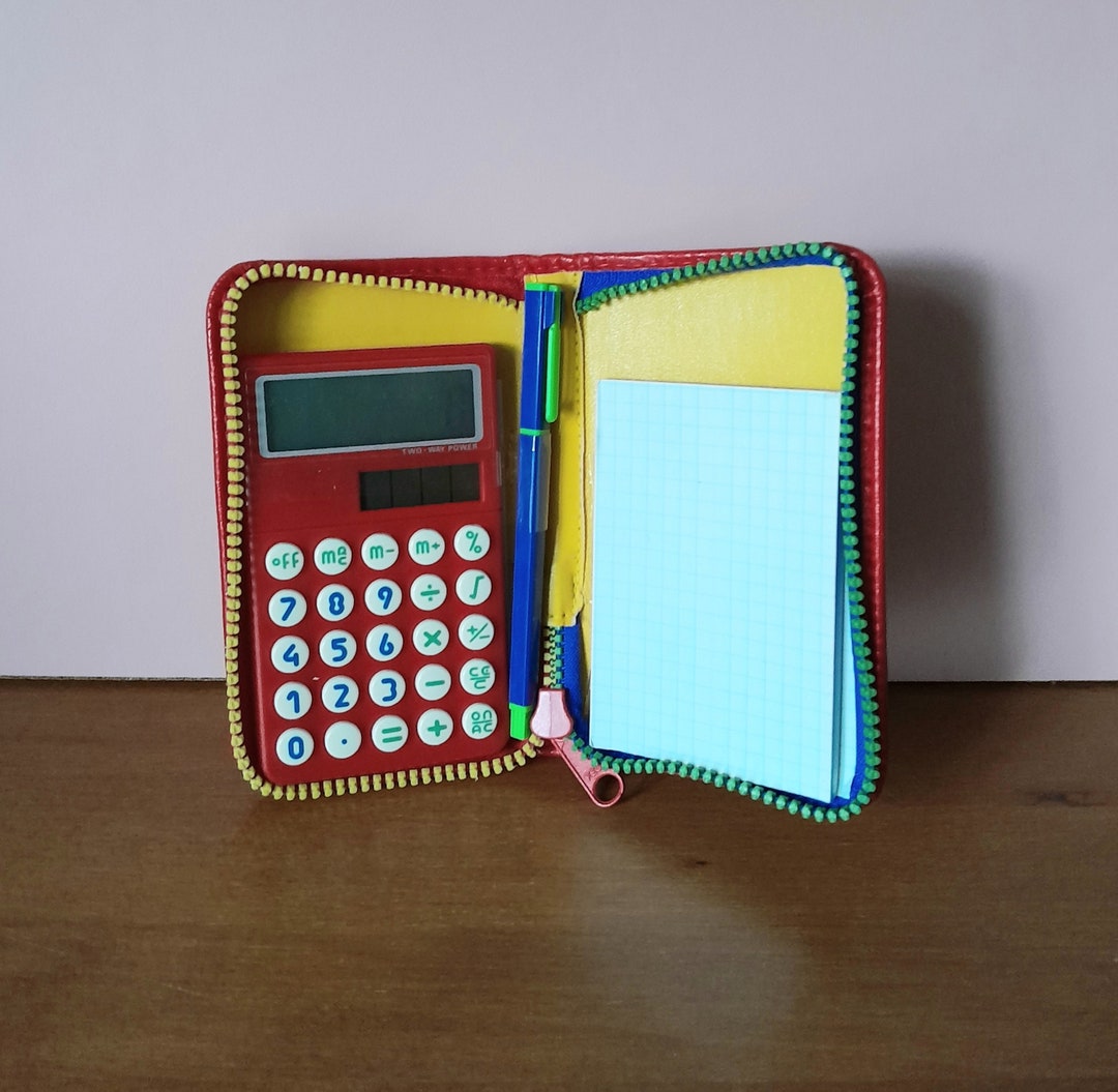 Vintage 80s Plastic Case With Calculator Pen and Memos - Etsy