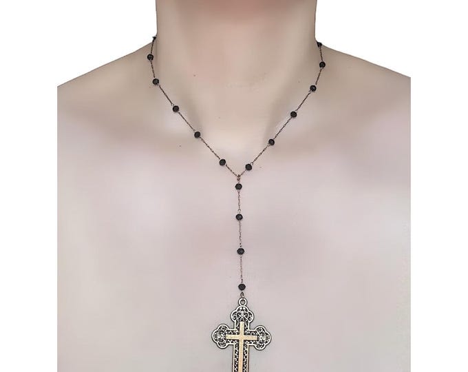 Victorian Gothic Gold Cross Necklace - Etsy