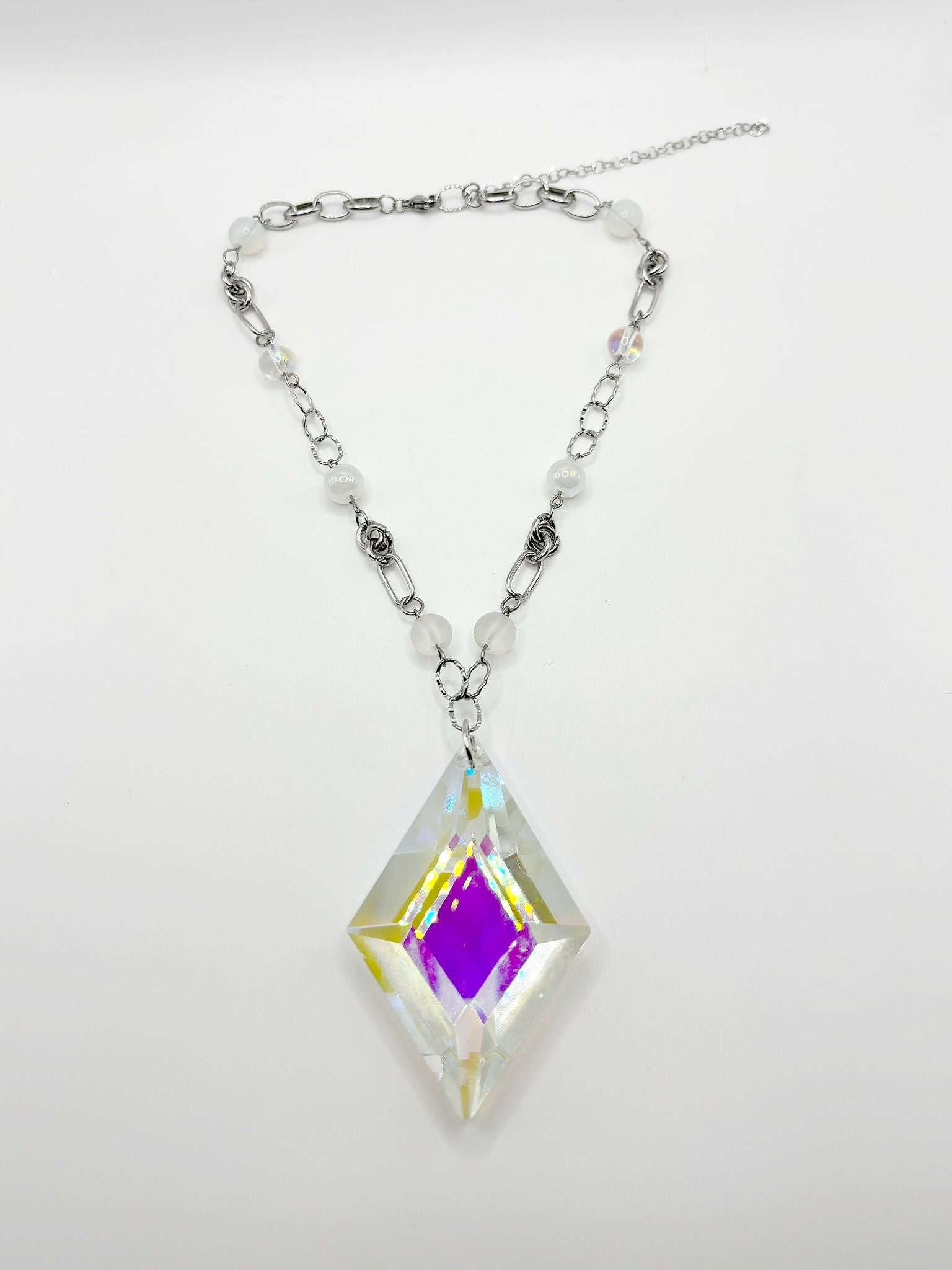 Shimmering Rainbow Crystal Prism Necklace - Etsy