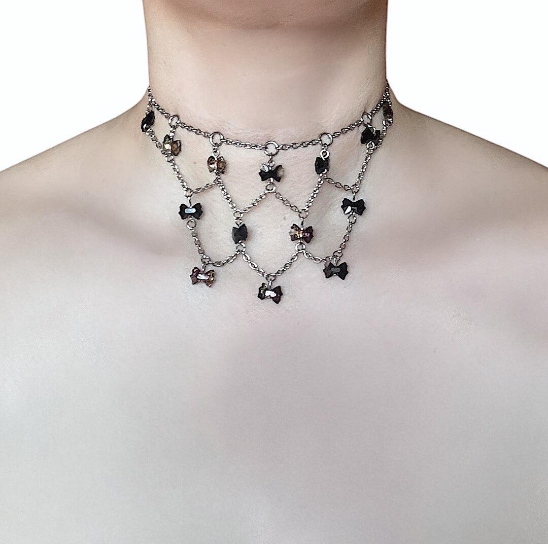 Edgy Draped Multi Glass Bow Choker - Etsy