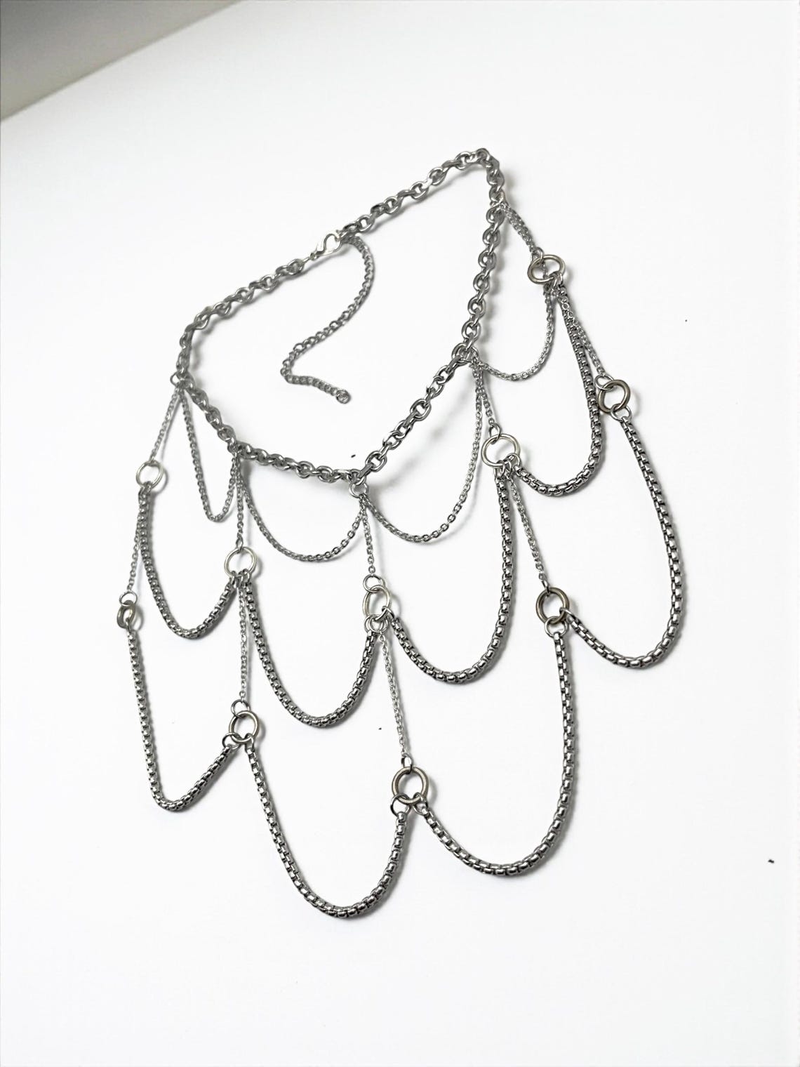 Chunky Silver Draped Chain Waterfall Choker - Etsy