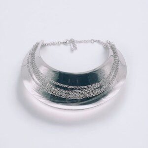 Silver Cuff Necklace With Chains - Etsy