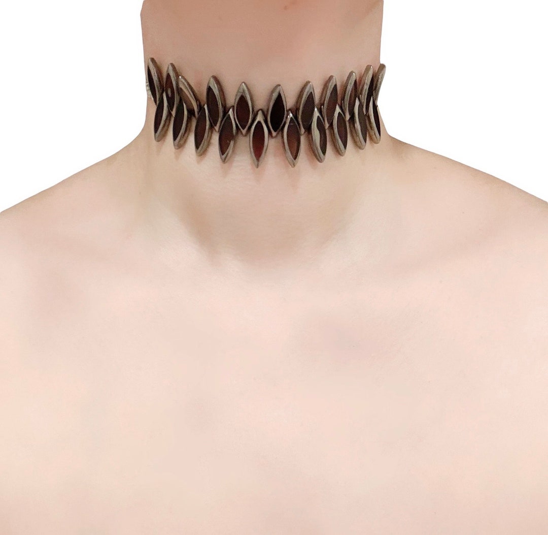 Dark Mauve Glass Dagger Beads Choker Alt Inspired - Etsy