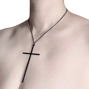 Black Chain With a Large Black Cross Religious Inspired - Etsy