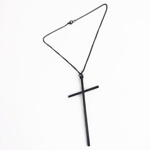 Black Chain With a Large Black Cross Religious Inspired - Etsy