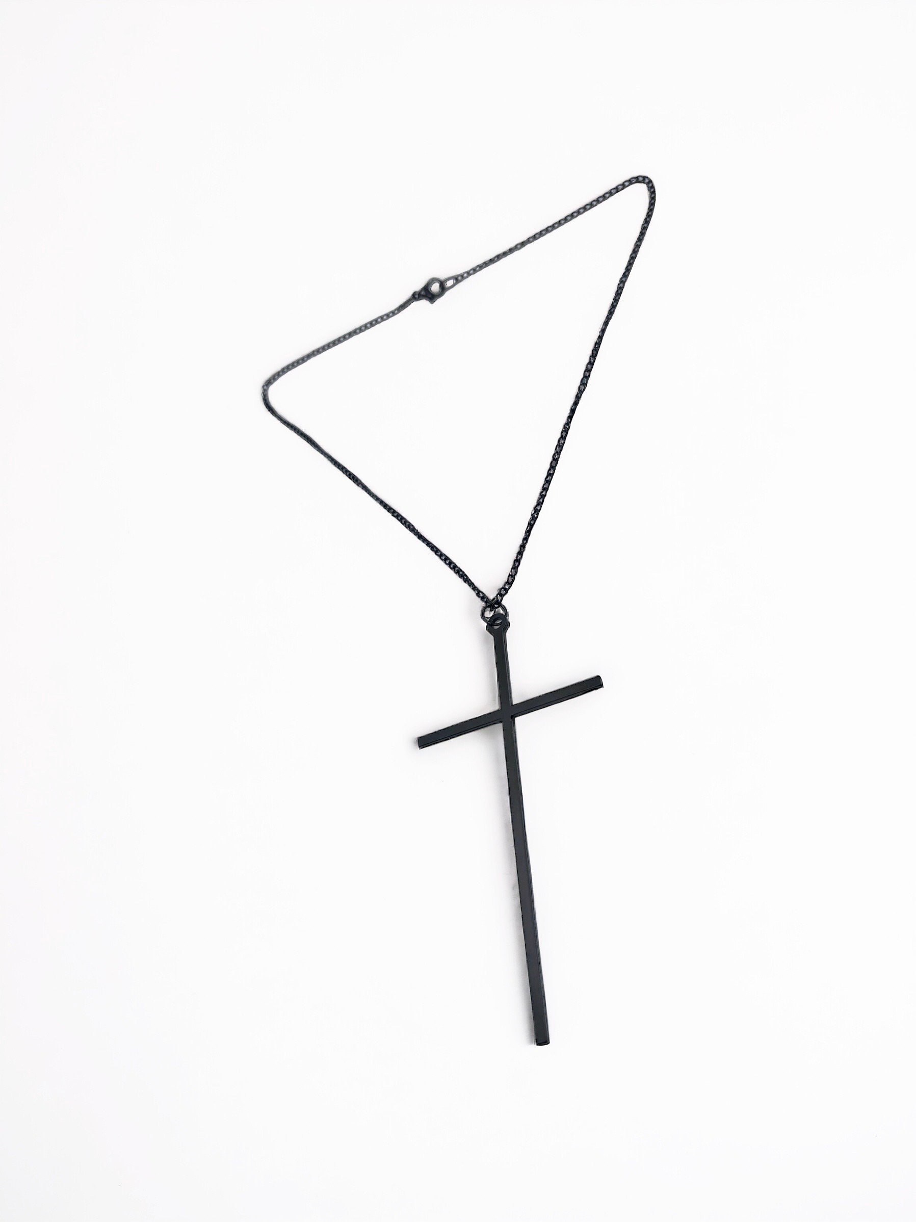 Black Chain With a Large Black Cross Religious Inspired - Etsy