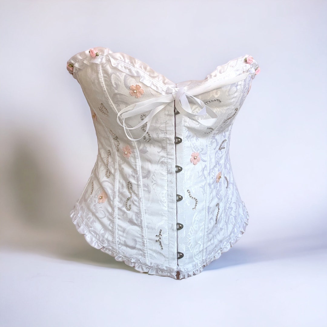 Rhinestone and Flower Embellished Corset Coquette Inspired - Etsy