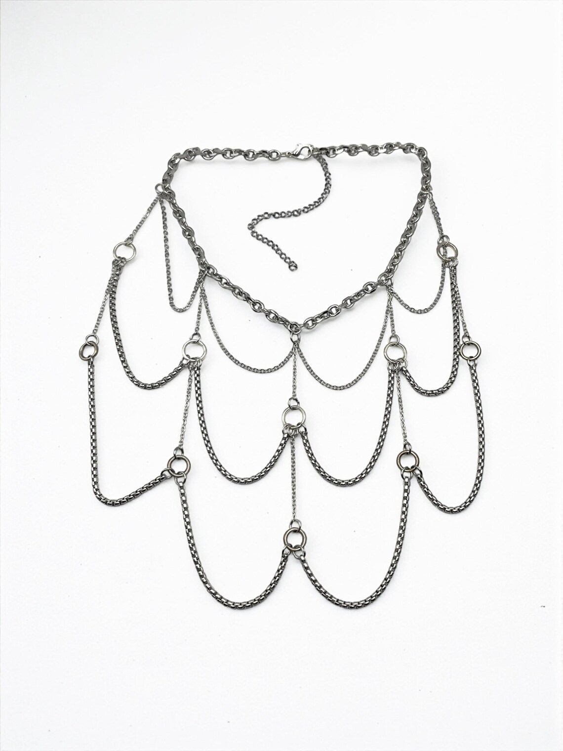 Chunky Silver Draped Chain Waterfall Choker - Etsy