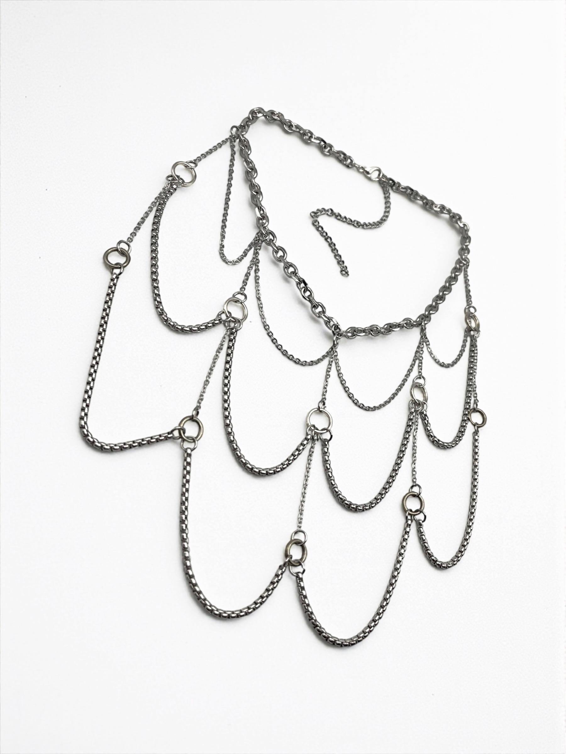 Chunky Silver Draped Chain Waterfall Choker - Etsy