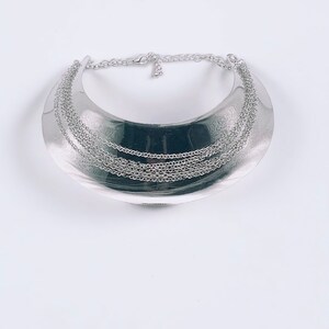 Silver Cuff Necklace With Chains - Etsy