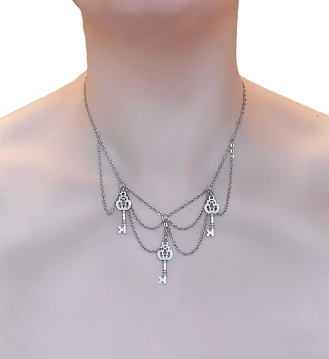 Skeleton Key Choker Necklace | Gothic Steampunk Layered Jewelry - Etsy