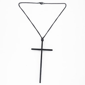 Black Chain With a Large Black Cross Religious Inspired - Etsy