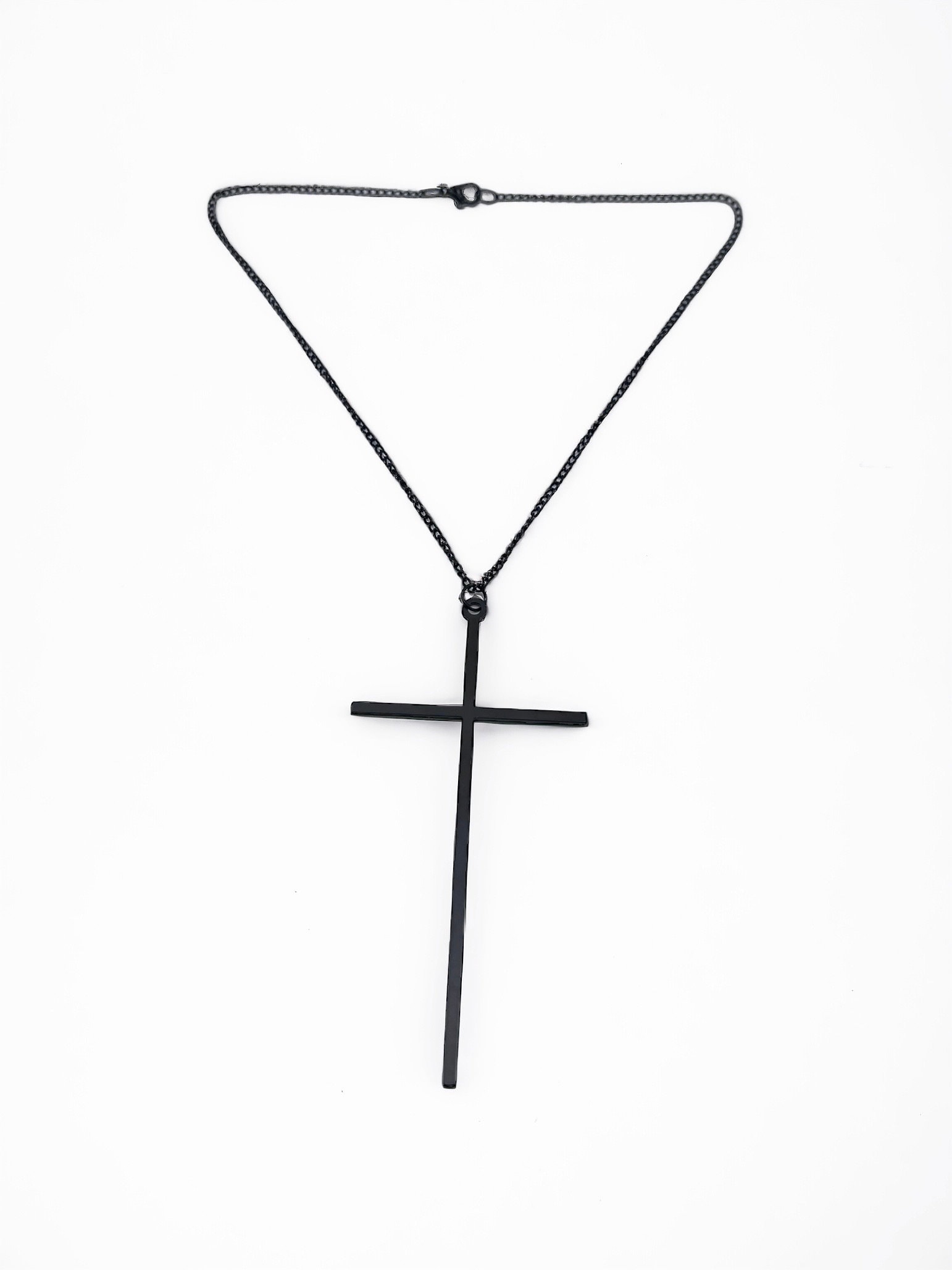 Black Chain With a Large Black Cross Religious Inspired - Etsy