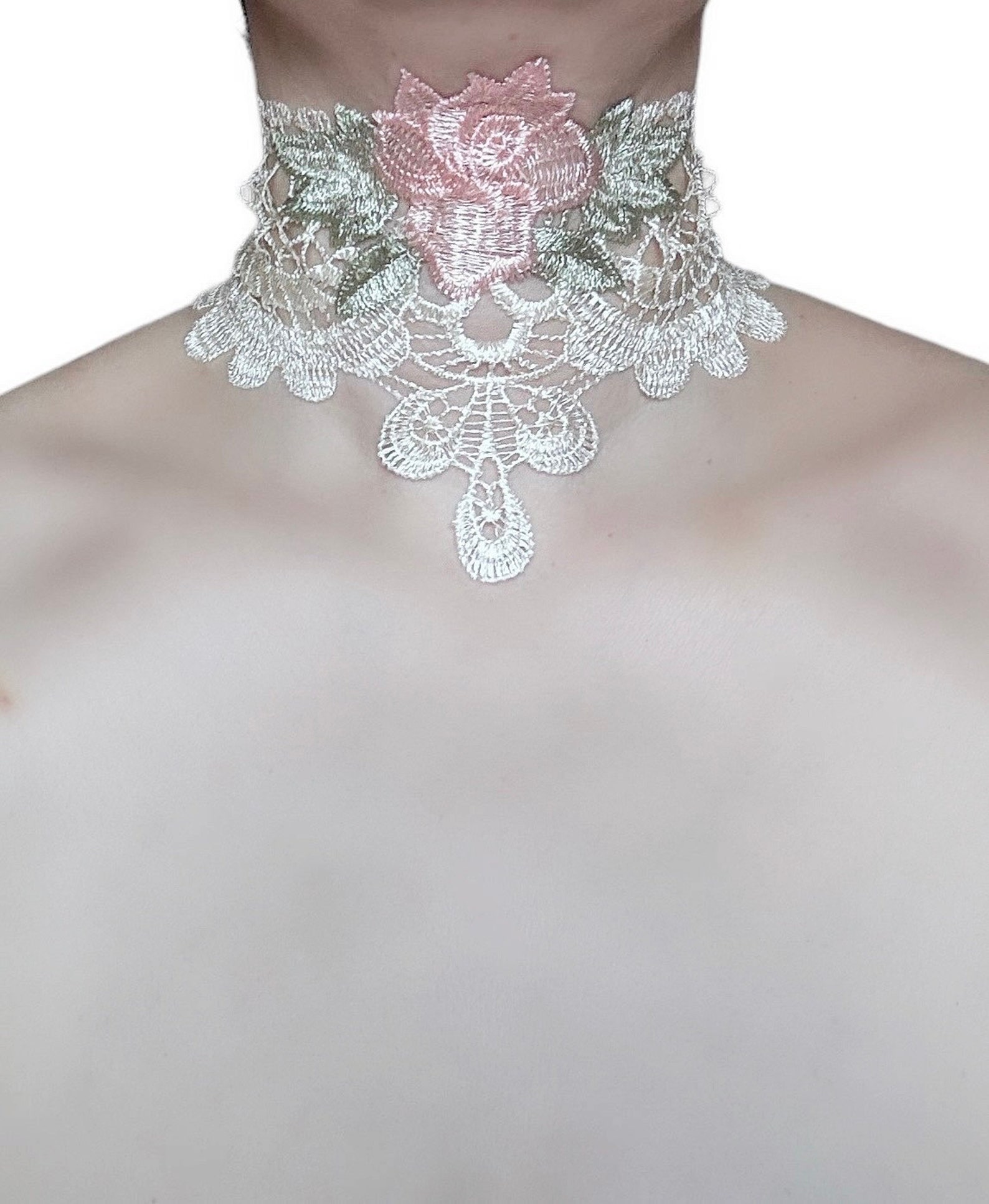 Victorian Embroidered Lace Rose Choker | Vintage Inspired - Etsy