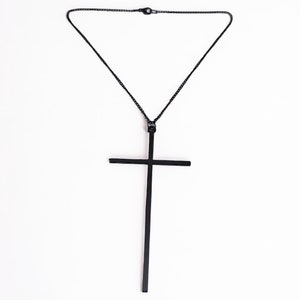 Black Chain With a Large Black Cross Religious Inspired - Etsy